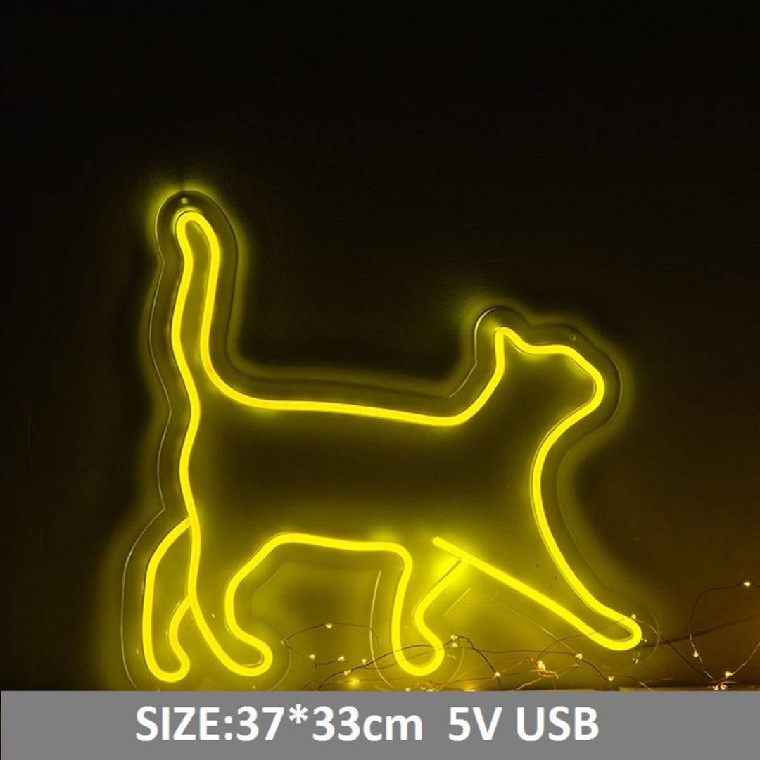 Cat LED Neon Sign With Acrylic Plate Neon Decor Neon Kitten Neon Light ...