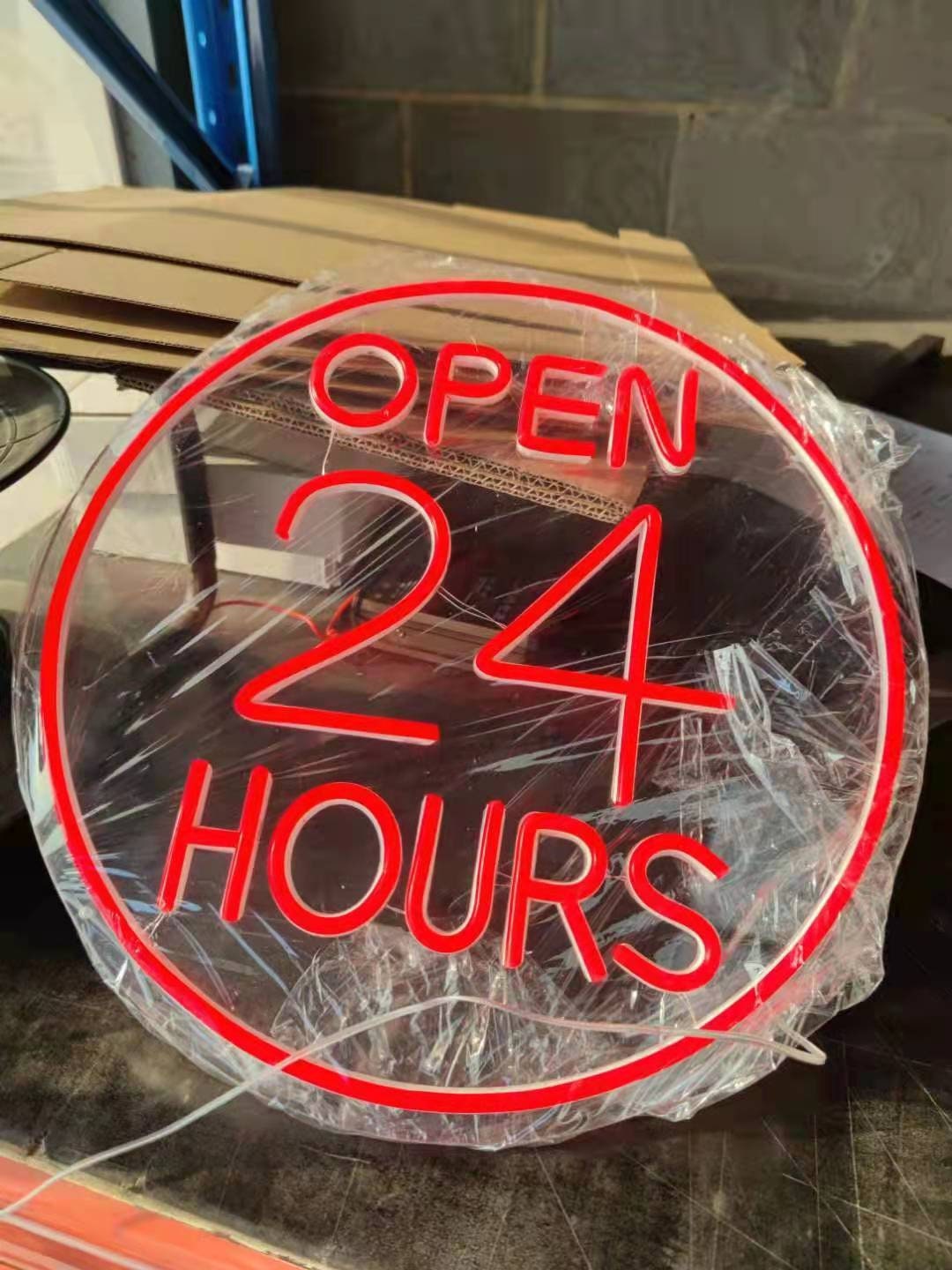 OPEN 24 Hours Neon Sign With Acrylic Board Neon Decor Neon Art Shop ...