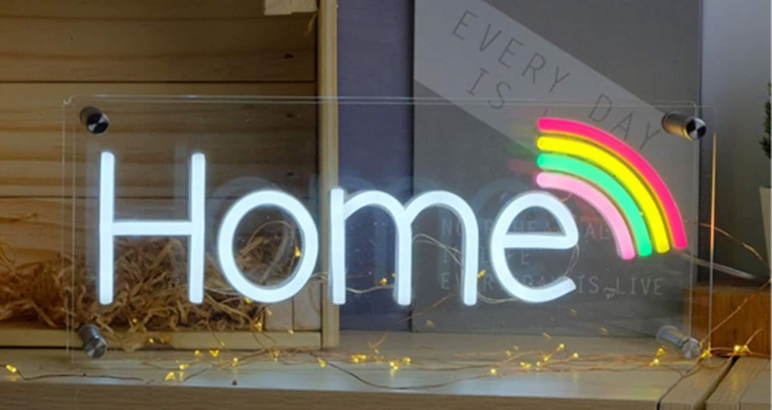 Home Letters Neon Sign Neon Box Neon Decor Home Letters Neon Box Home ...