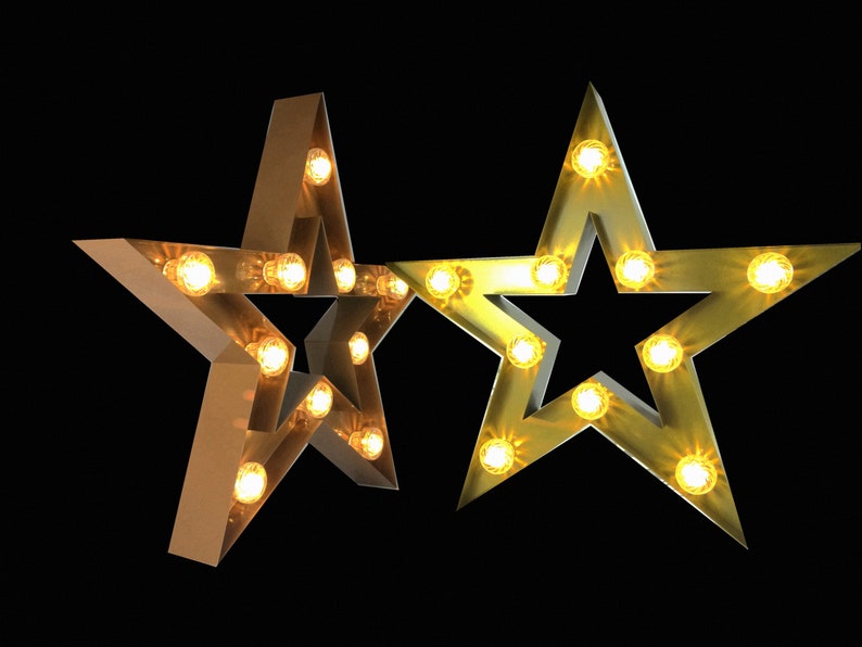 24/36 Metal Star Marquee Sign Light up Metal Star Light Indoor Outdoor ...