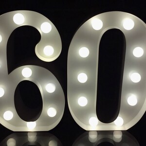 12"metal White Marquee Number 60-69 Party Number Light up Number Sixty ...