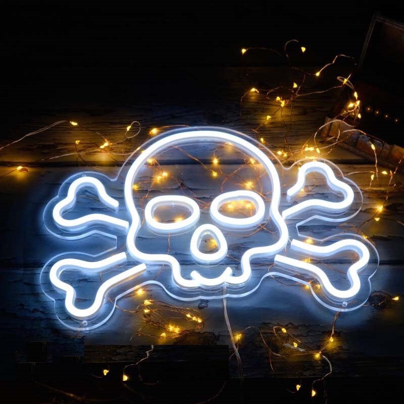 Light up Halloween Neon Sign Neon Light Halloween Skeleton Skull Decor ...