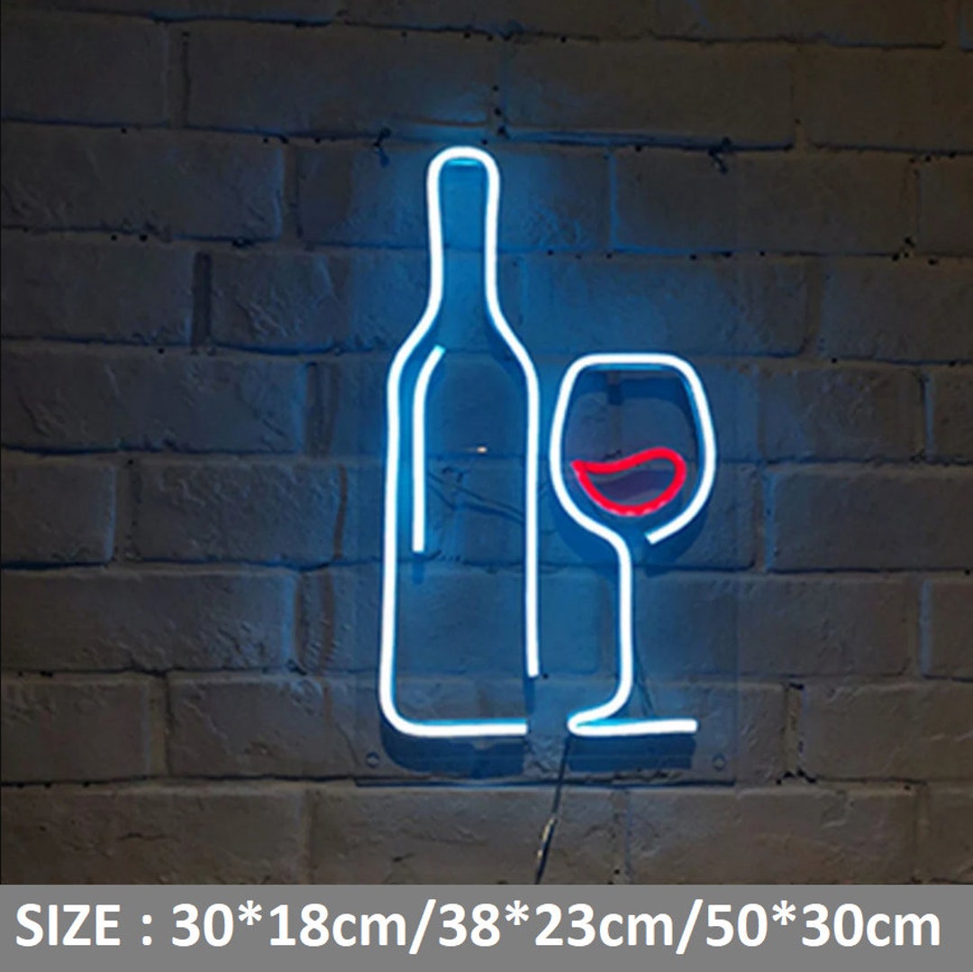 Wine Neon Sign With Acrylic Plate USB Powered LED Neon Light Neon Decor ...