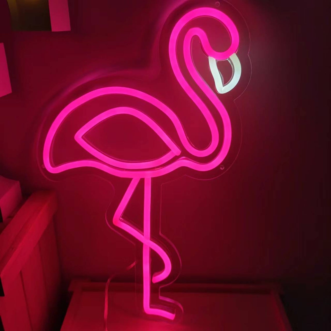 Pink Flamingo Neon Sign With Acrylic Plate Neon Decor Neon - Etsy