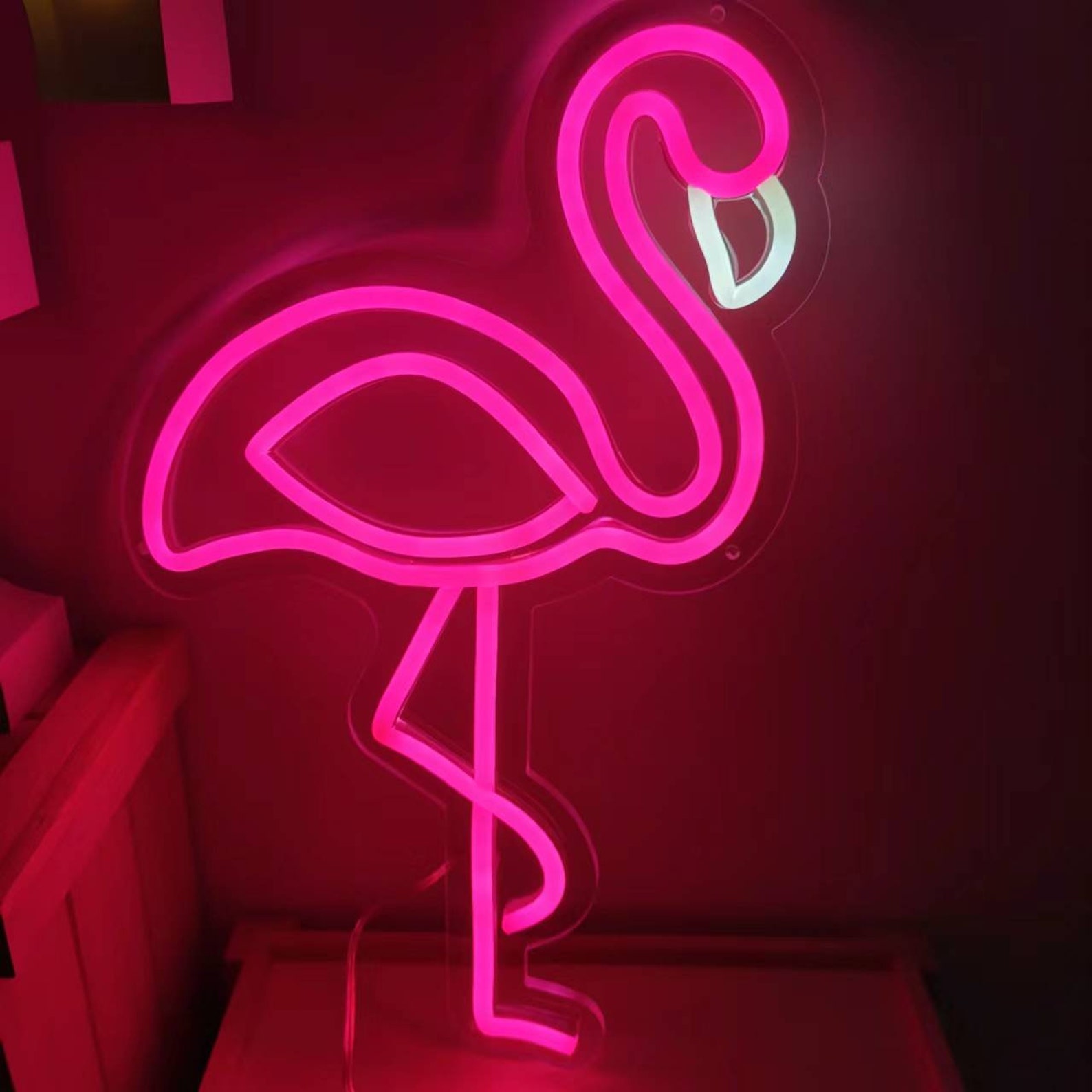 Pink Flamingo Neon Sign With Acrylic Plate Neon Decor Neon Flamingo ...