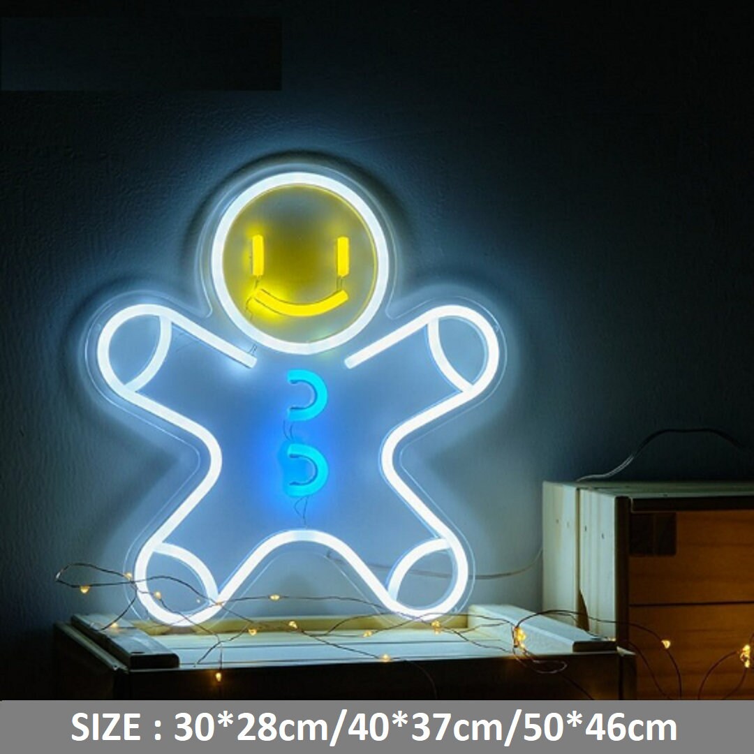 Christmas Gingerbread Man Cookie Man Neon Sign With Acrylic Board ...
