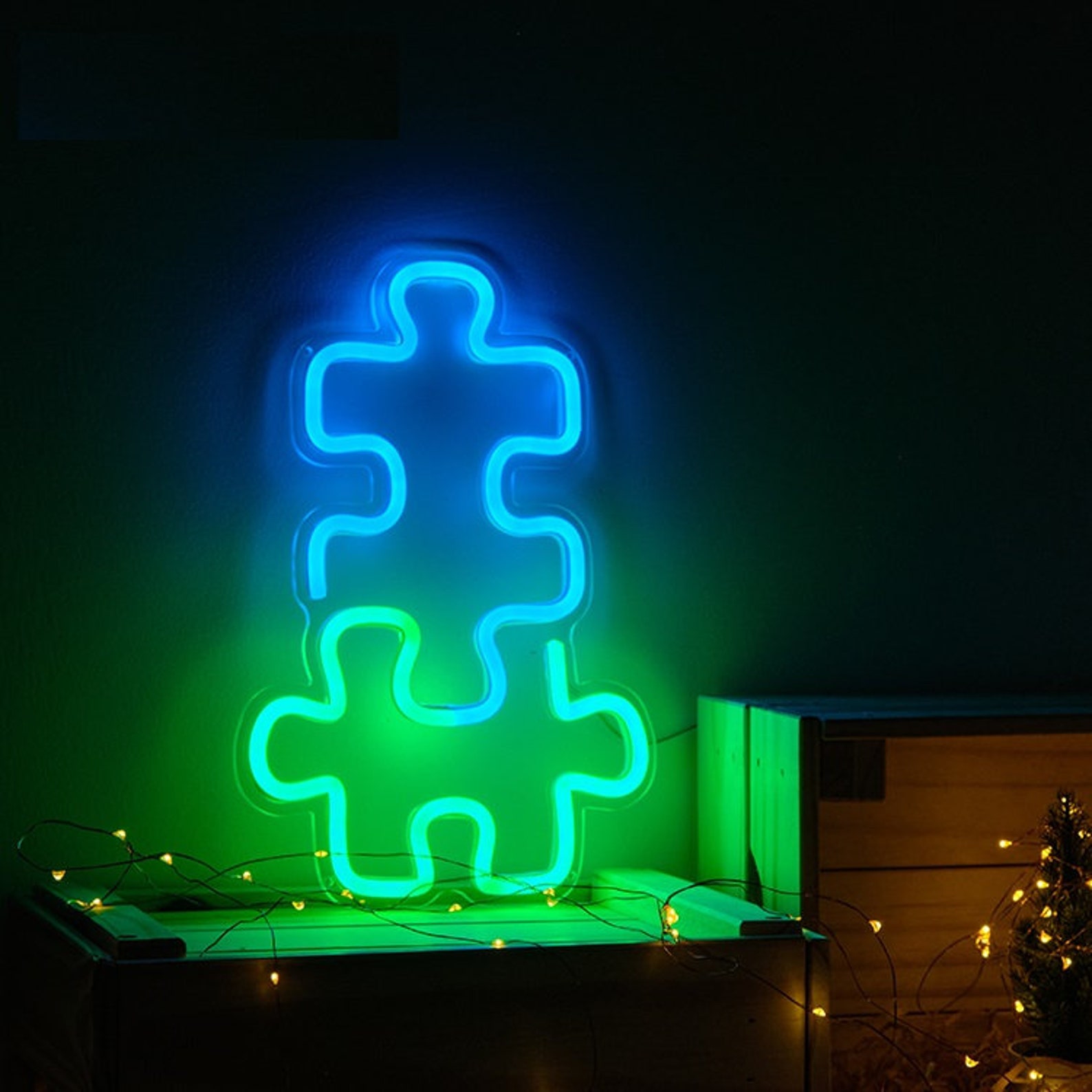 Jigsaw Puzzle Neon Sign With Acrylic Board USB Powered Light up Jigsaw ...