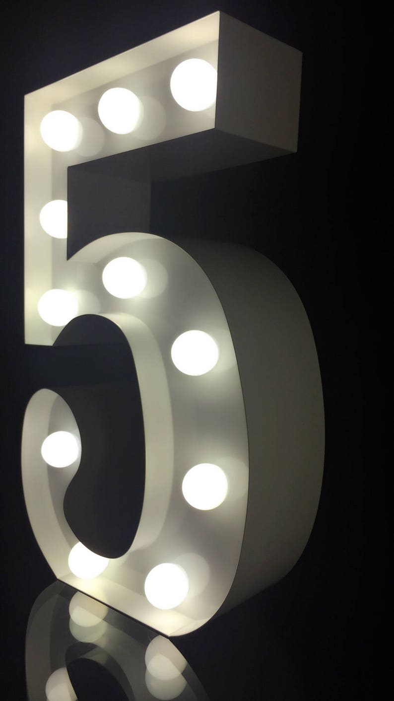 12”metal White No.5 Marquee Letter Marquee Light Light up Number Five ...