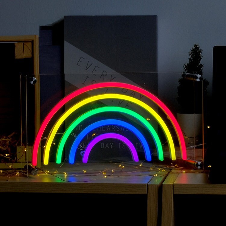 Rainbow Neon Sign Neon Box Neon Decor Light up Rainbow Neon Box Home ...