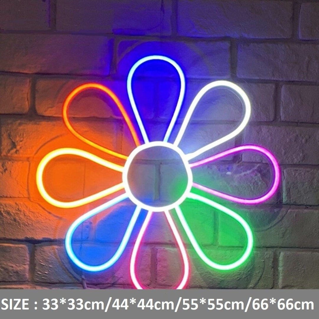 Flower LED Neon Sign With Acrylic Board Flower Neon Decor Neon Light ...