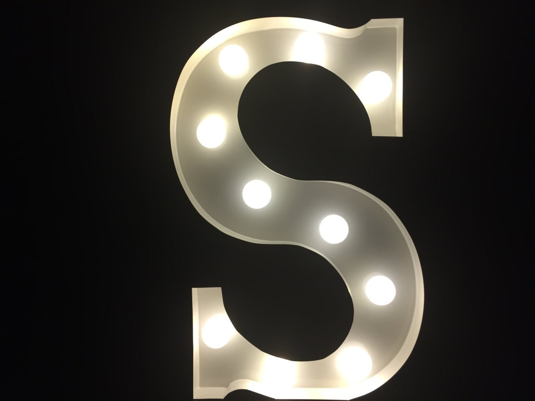 Vintage Metal White S Light up Marquee Letter Light Sign Plaque 9 ...