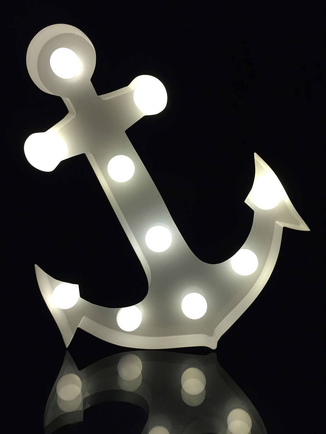 Metal 9 LED Light Battery Operated White Anchor Sign Anchor Light Home ...