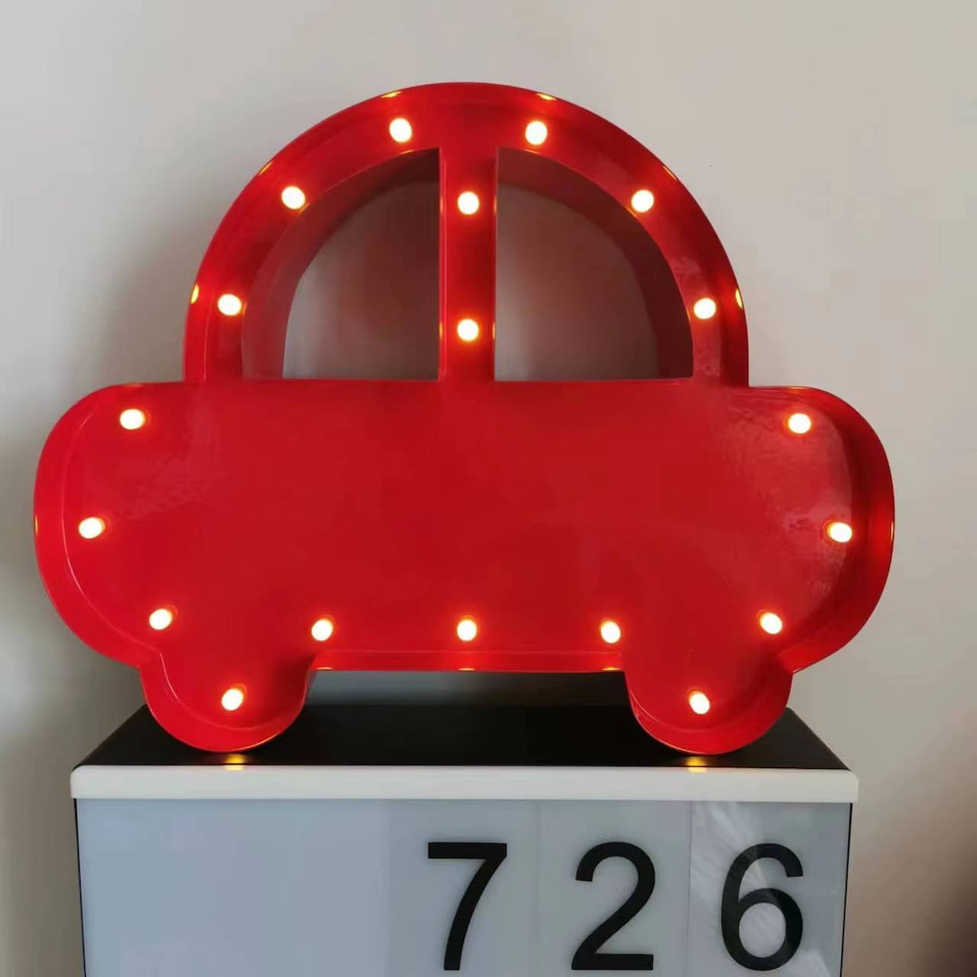 Red Cute Car Marquee Light Marquee Sign Night Light Kids Light Light up ...