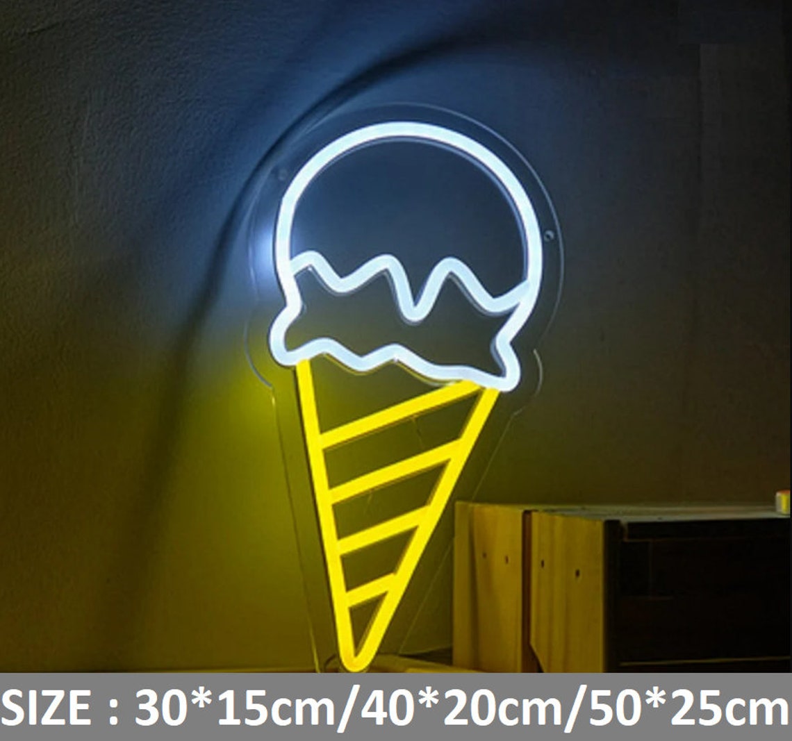 Ice Cream Neon Sign With Acrylic Board 5V USB Powered Ice - Etsy