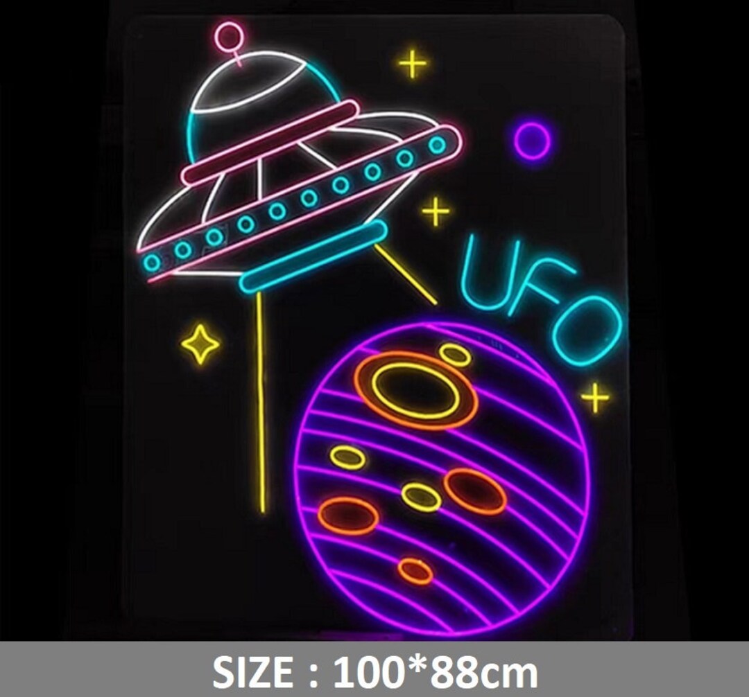 Customized Light up UFO Neon Sign Globe Neon Sign Space Neon Sign Kids ...