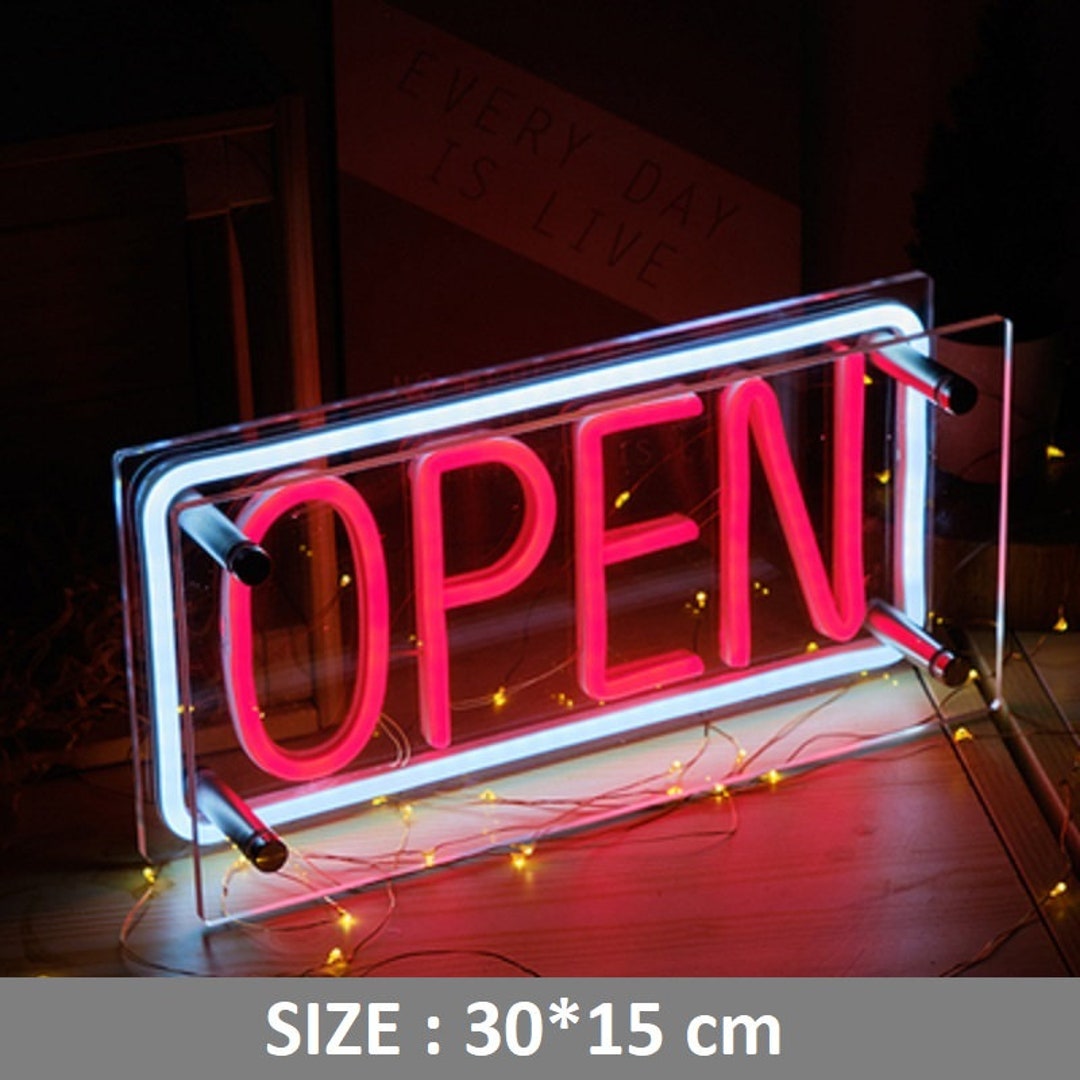 OPEN Letters Neon Sign Neon Box Neon Decor Home Letters Neon Box Store ...