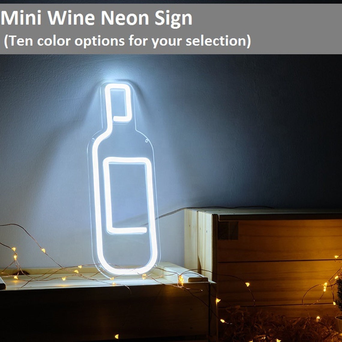 Mini Beer Wine Neon Sign LED Wine Bottle Sign 5V USB Powered Custom Bar ...