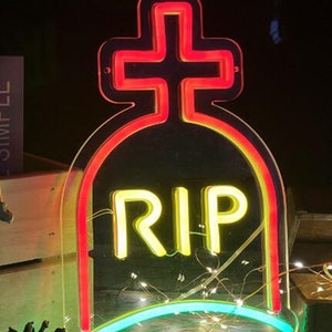RIP Neon Sign Halloween Neon Decor Acrylic Neon Light Halloween Home ...