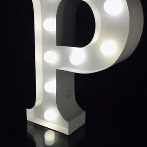 Hand Made Metal White P Marquee Letter Light 9"height Light up Alphabet ...