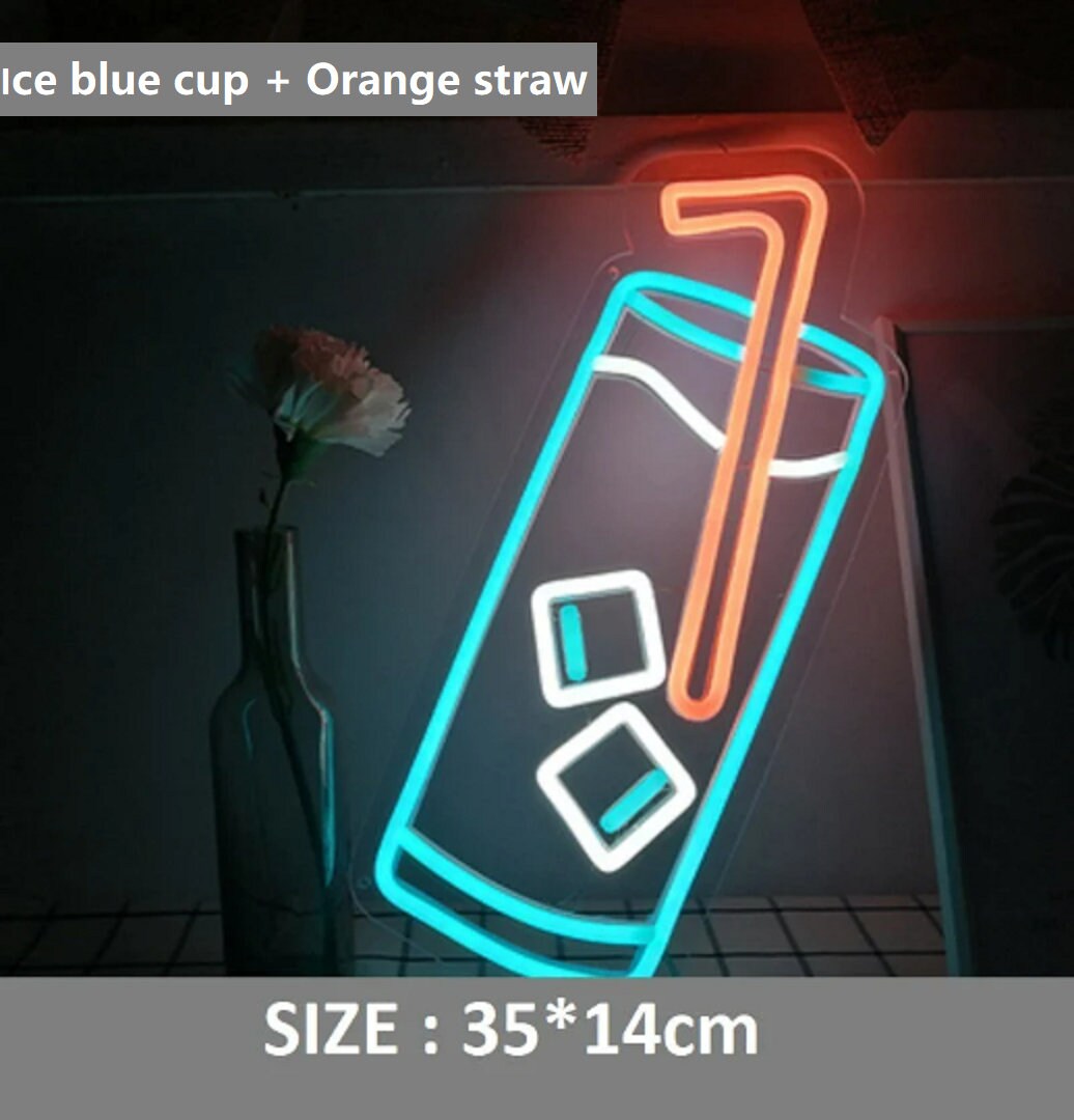 Iced Drinks Cold Drinks Neon Sign With Acrylic Plate Store Shop Neon ...