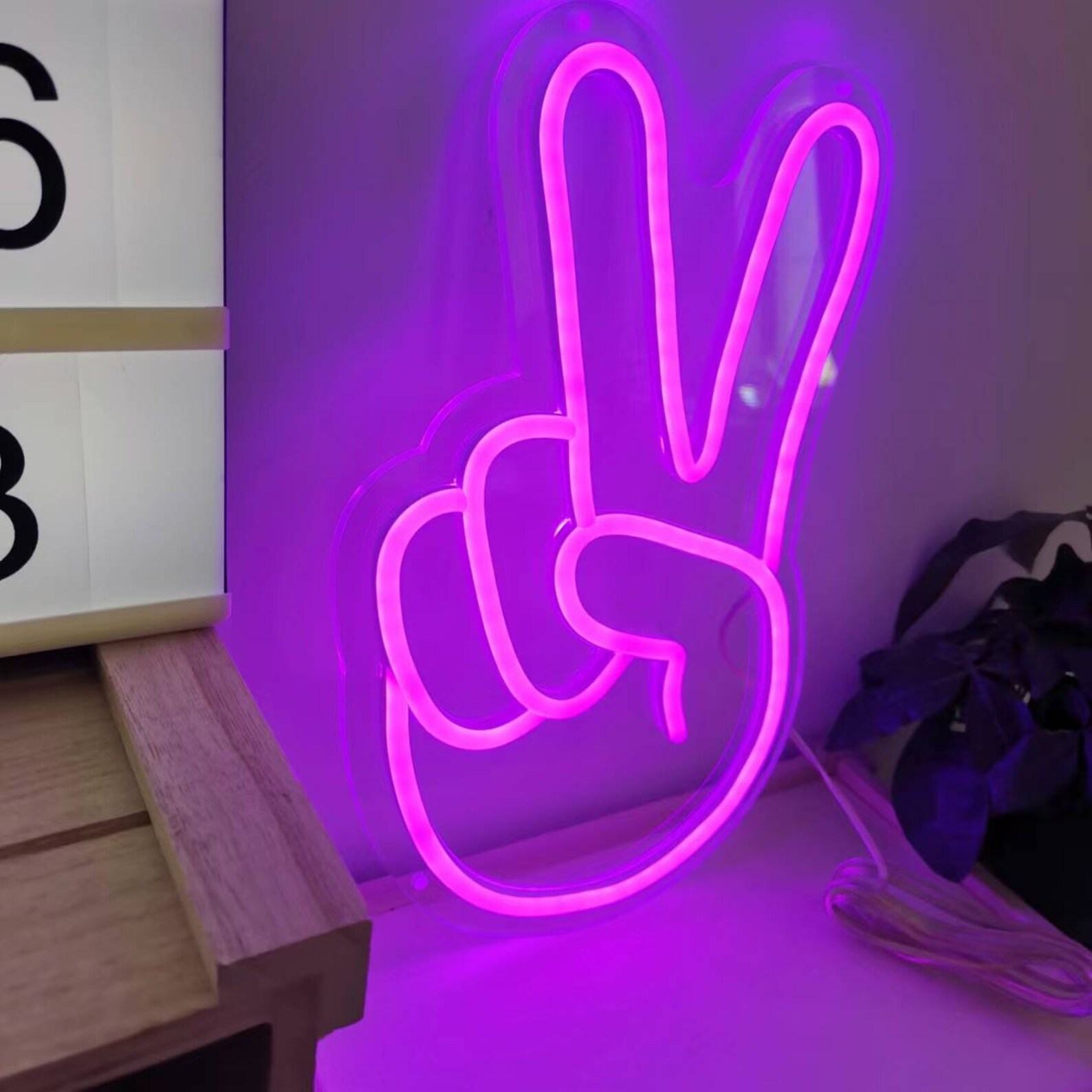 Peace Neon Sign Neon Decor 5V USB Powered V Gesture Hand Peace Neon ...