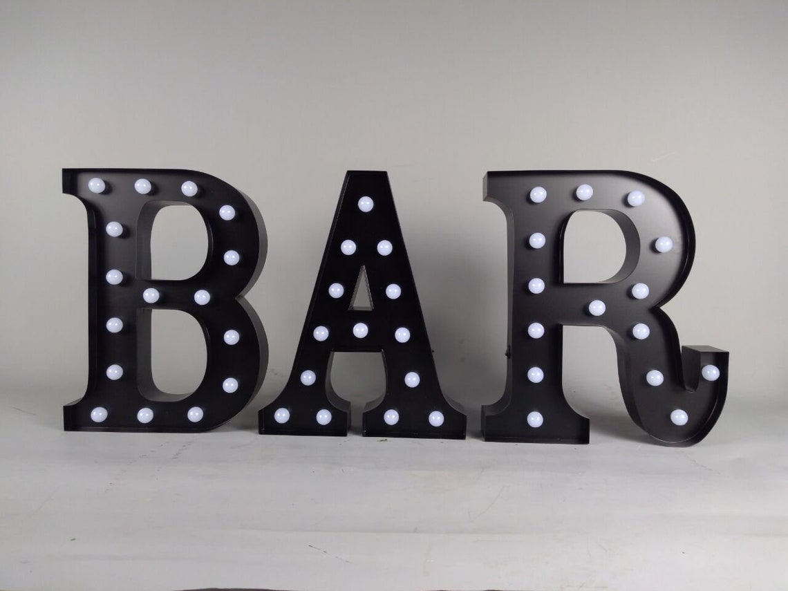 12 Metal WHITE/BLACK A-Z Marquee Letters Marquee Light | Etsy
