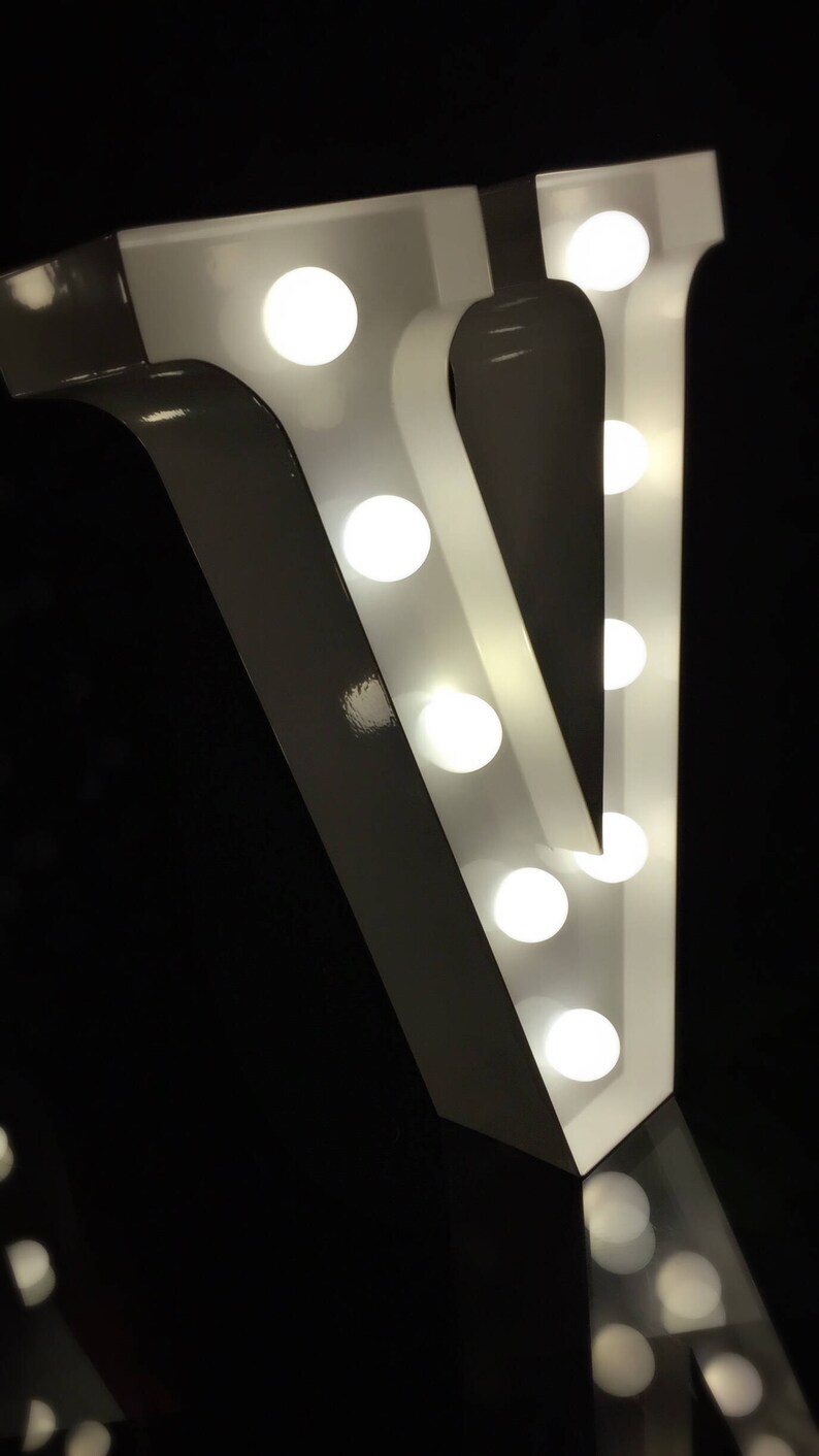 Metal White V Marquee Letter Light 9height Light up - Etsy