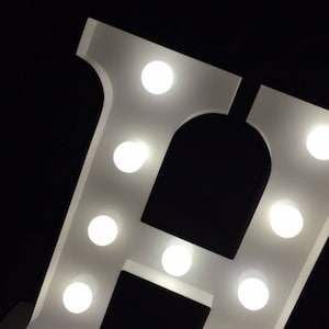 Hand Made Metal White H Marquee Letter Light 9"height Light up Alphabet ...