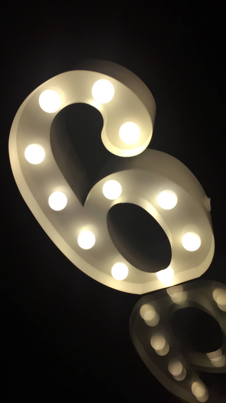 12”metal White No.6 Marquee Letter Marquee Light Light up Number Six ...