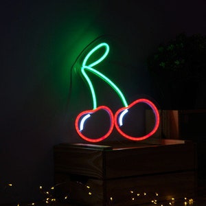 LED Cherry Neon Sign With Acrylic Board Cherry Neon Sign Kids Children ...