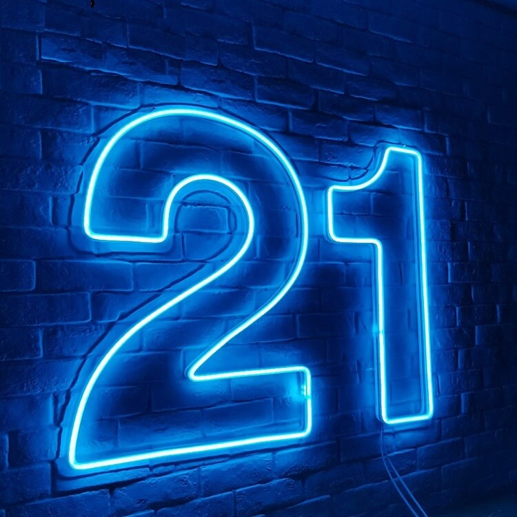 19" Tall Light up Numbers Neon Sign With Acrylic Board Wall Neon Decor ...