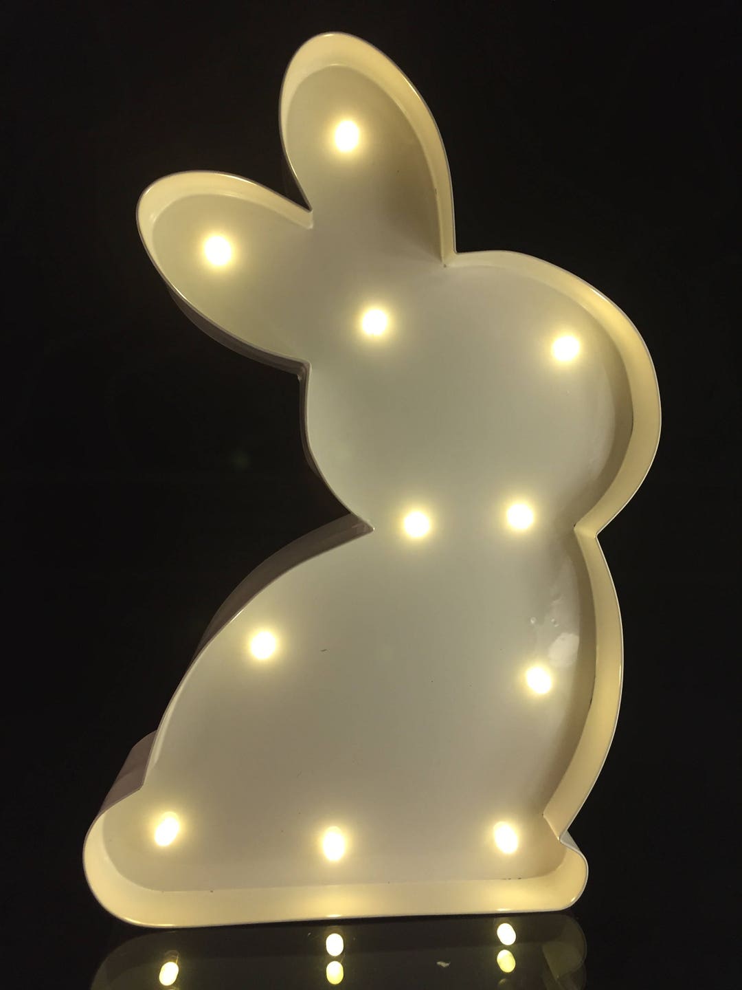 Hand Made White 9“/12" Tall Easter Bunny Rabbit Light Metal LED Light ...