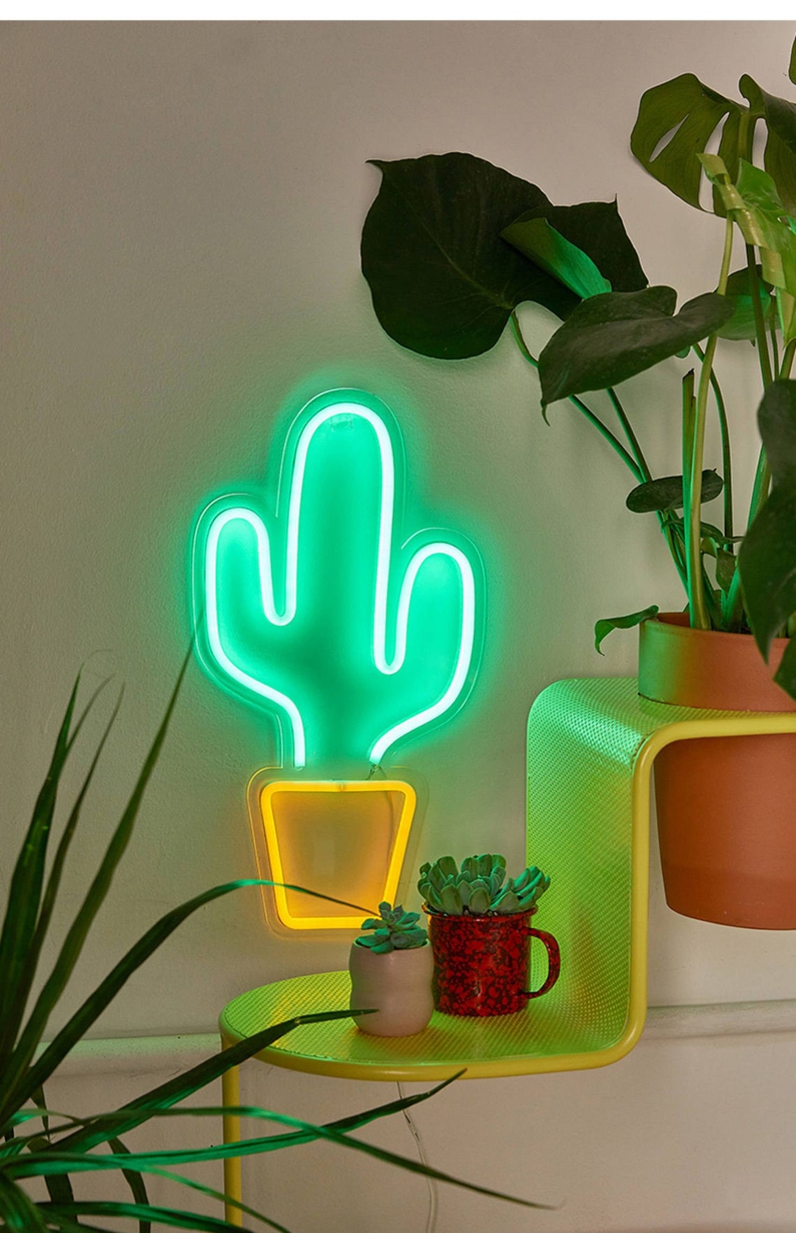 Mini Cactus Neon Sign With Acrylic Plate USB Powered Neon - Etsy
