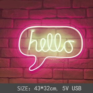 Hello Neon Letters Neon Sign With Acrylic Board Customized Neon Decor ...