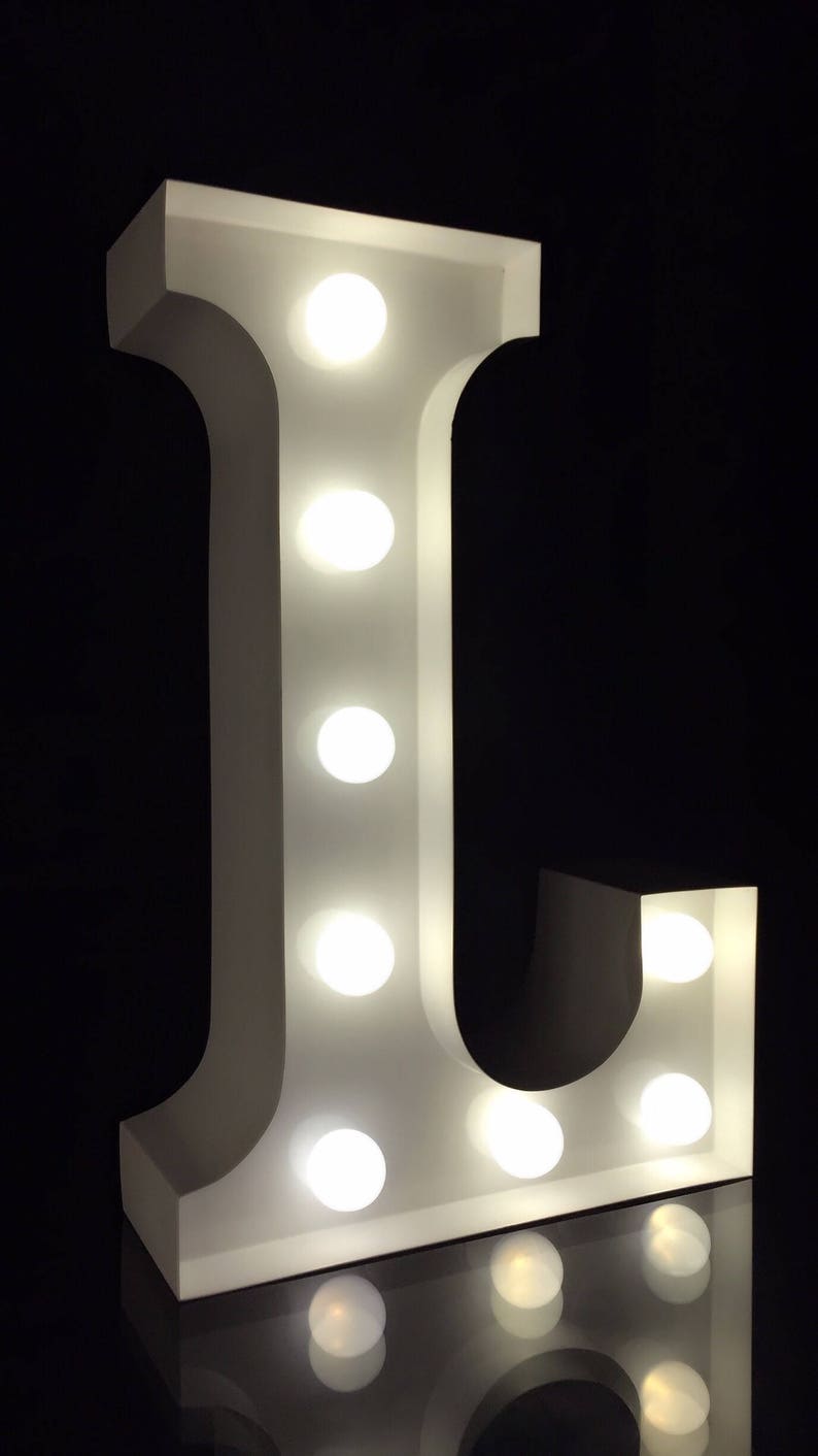 Hecho a mano metal blanco letra inicial L Marquee Letter | Etsy