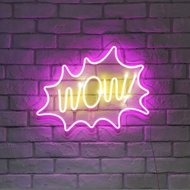 WOW Neon Letters Neon Sign With Acrylic Party Neon Decor - Etsy UK