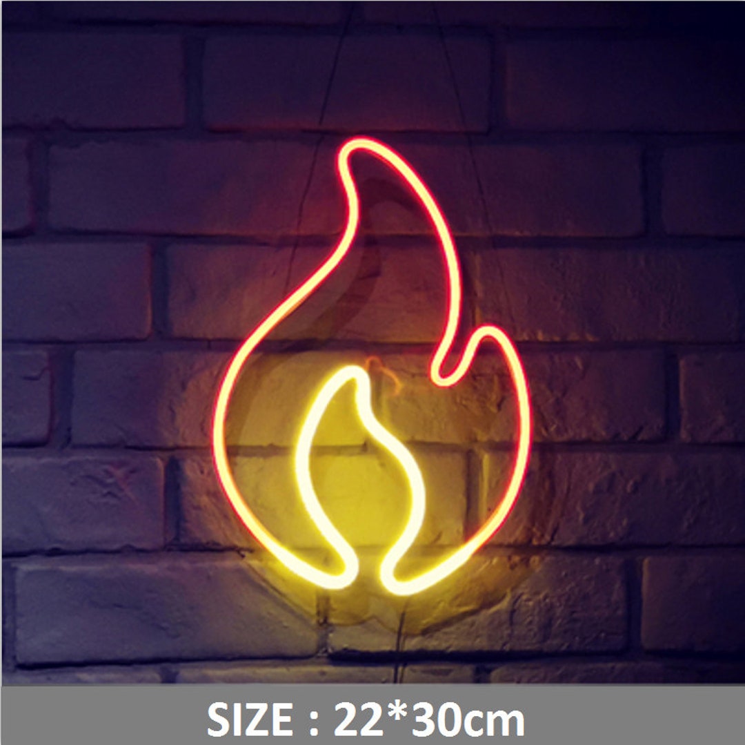 LED Fire Flame Acrylic Neon Sign Fire Flexible Silicon Neon Light Home ...