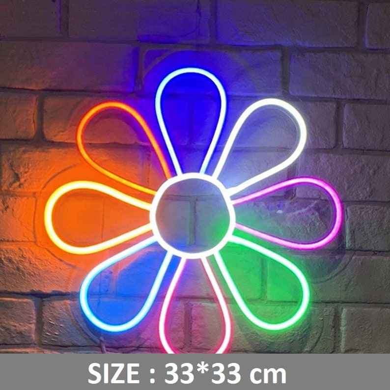 Flower LED Neon Sign With Acrylic Board Flower Neon Decor Neon - Etsy