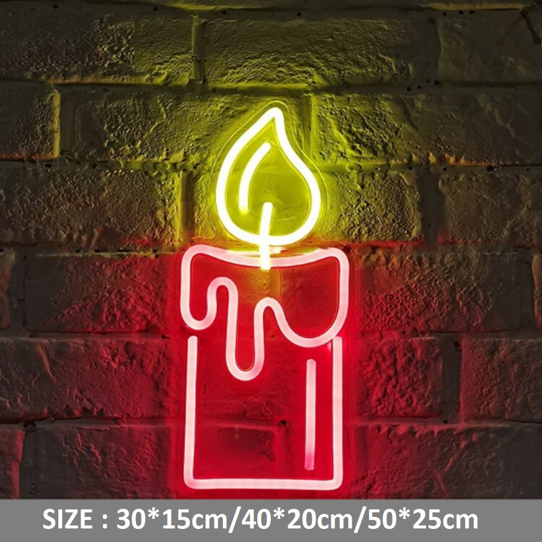 Christmas Candle Halloween Candle Neon Sign Christmas Neon Decor ...