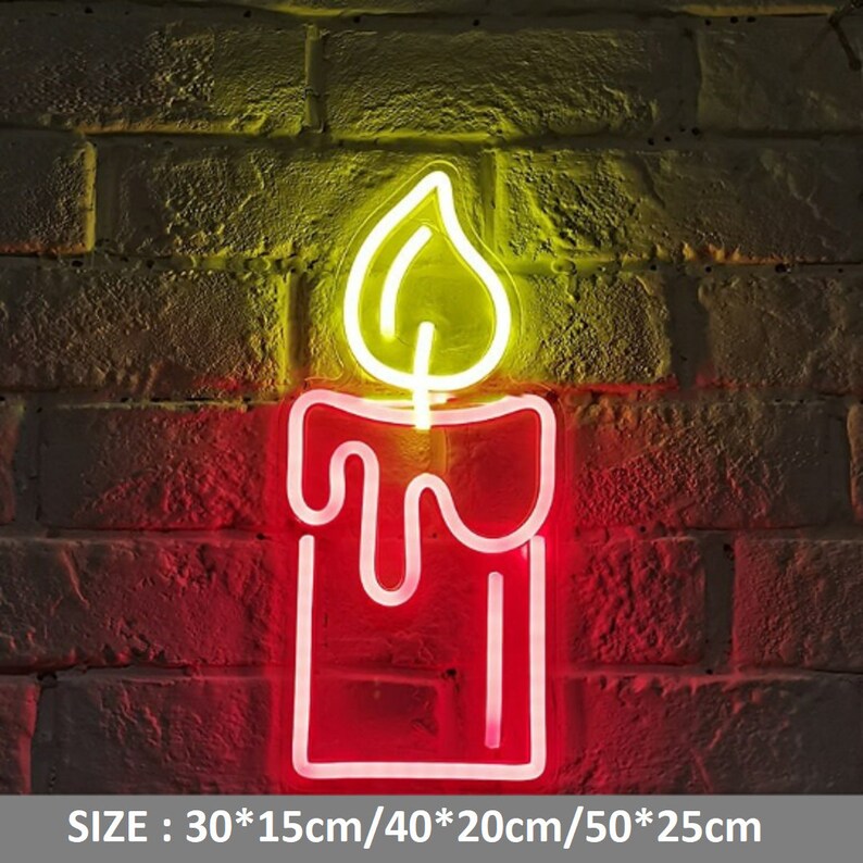 Christmas Candle Halloween Candle Neon Sign Christmas Neon - Etsy