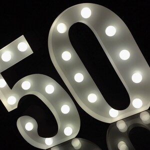 12" Metal Number 50-59 Light up Number Fifty Home Bedroom Shop Window ...