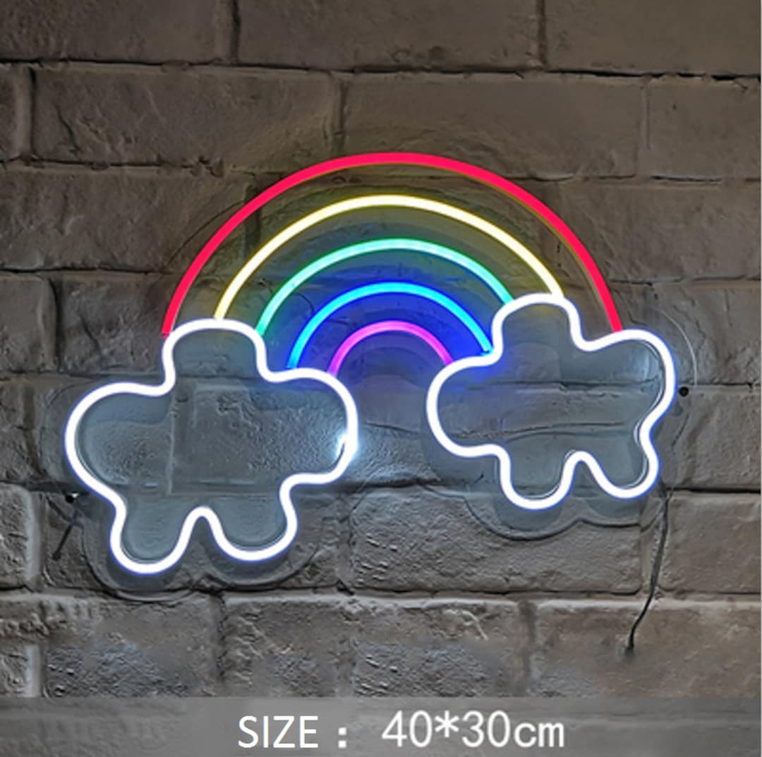 Rainbow Cloud Neon Sign With Acrylic Plate USB Powered Neon Bedroom ...