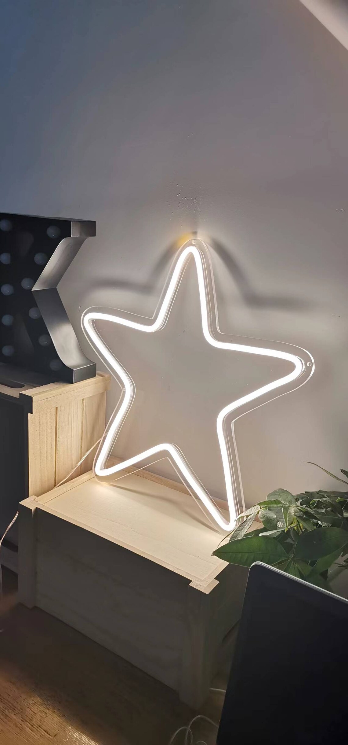 Warm White Star LED Neon Sign With Acrylic Board Neon Decor - Etsy