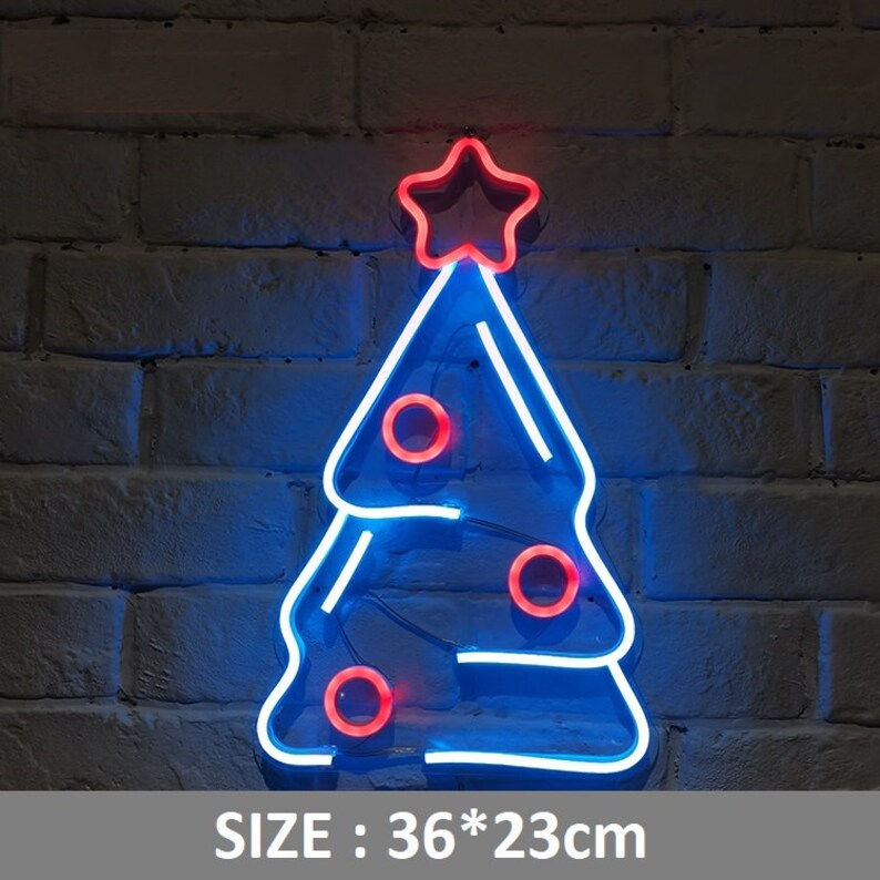 Christmas Tree Neon Sign With Acrylic Plate Christmas Neon Decor Home ...