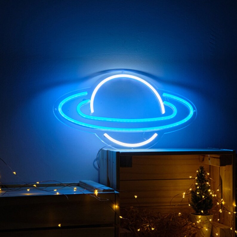 Space LED Neon Sign With Acrylic Plate Neon Decor Astronomy Orbit ...
