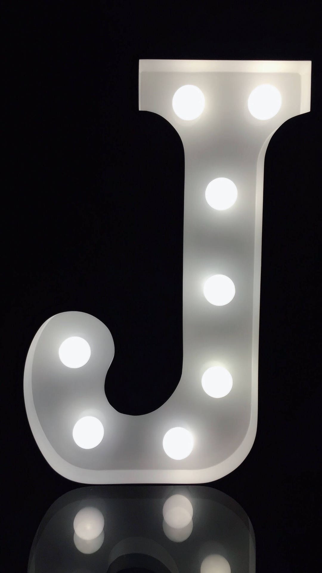 Hand Made Metal White Marquee Letter J Light up 9" Alphabet Letter ...