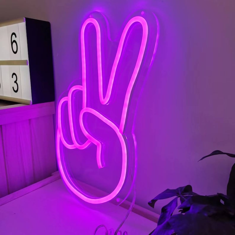 Peace Neon Sign Neon Decor 5V USB Powered V Gesture Hand Peace - Etsy
