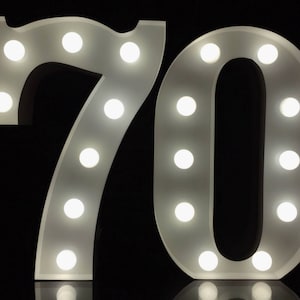 12"metal White/black Number 70-79 Light up Number Seventy Party Shop ...