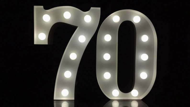 12metal White/black Number 70-79 Light up Number Seventy Party Shop ...