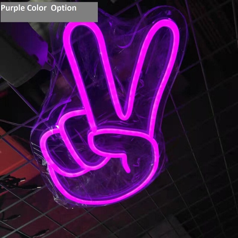 Victory Neon Sign With Acrylic Plate 5V USB Powered V Gesture - Etsy